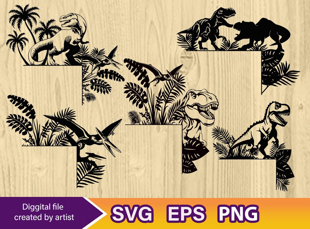 Dinosaur Door Corners Svg, Door Corner Svg, Home Decoration Svg, T-rex ...