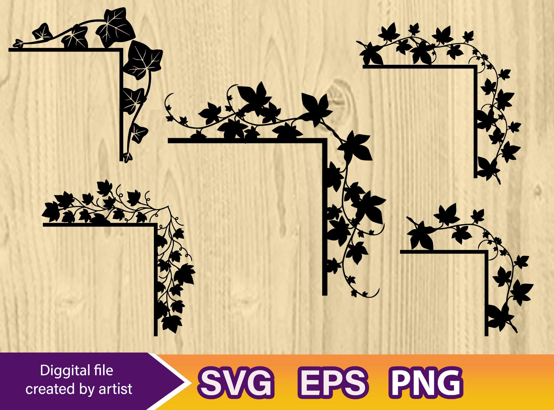Corners Ivy Svg, Corners on the Door Ivy Svg, Decor Ivy Svg, Ivy Leaf ...