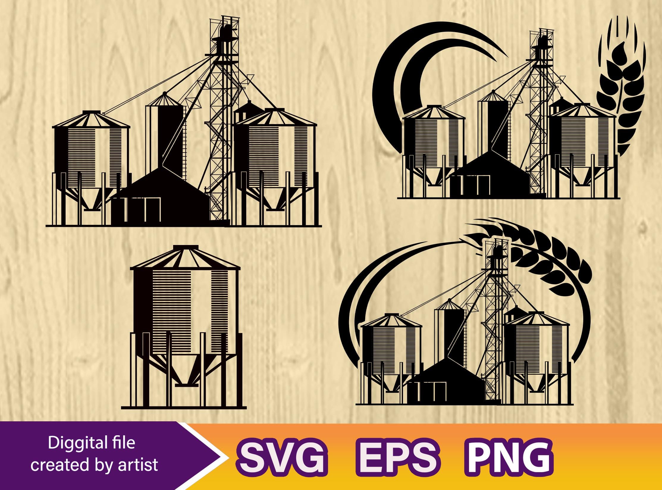 Grain Bin SVG, Farming Svg File, Grain Elevator Svg, Vector Art, Grain ...
