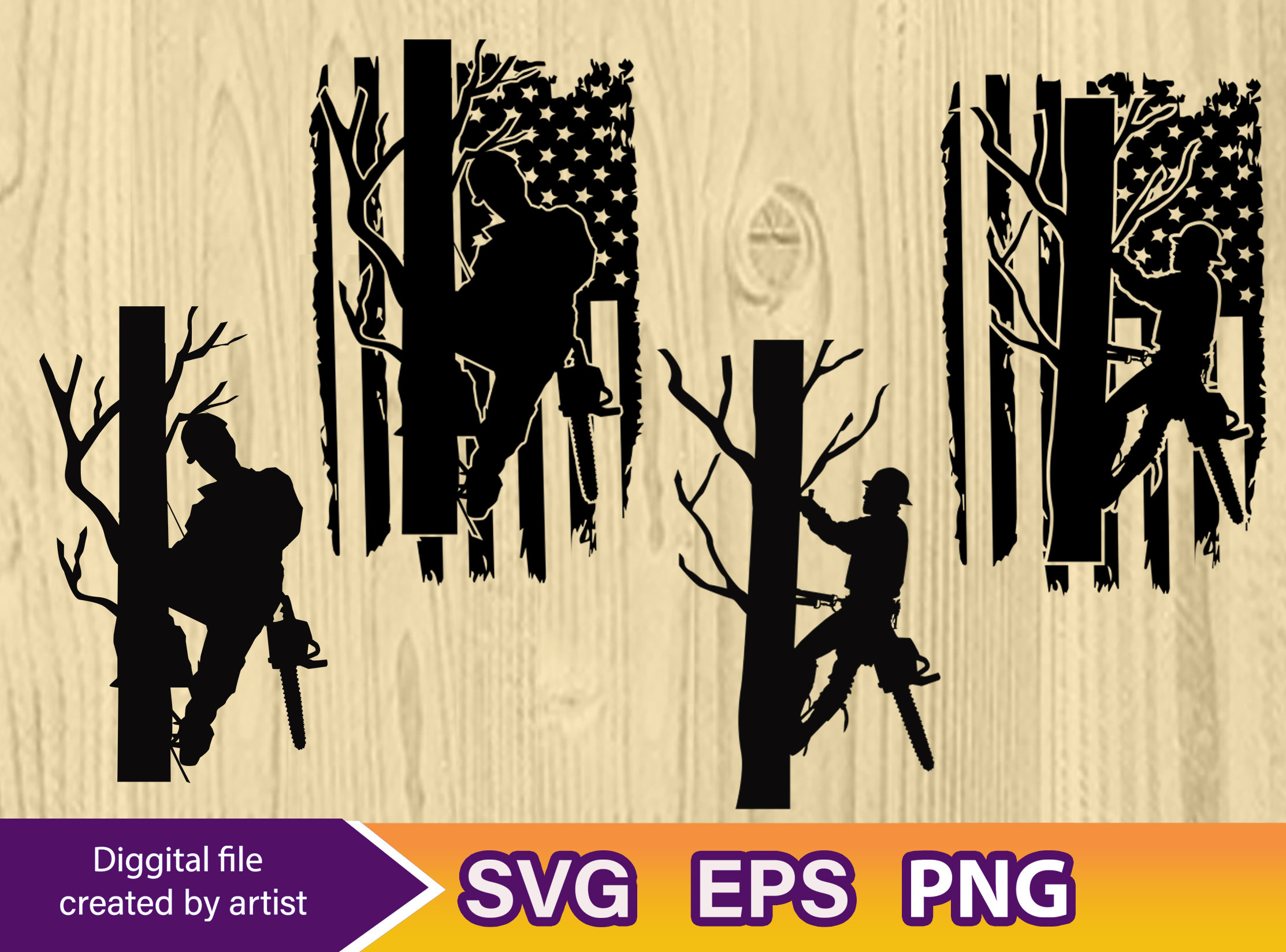 Tree Arborist Svg Tree Services Svg, Tree Cutter Climbing, Cricut File ...