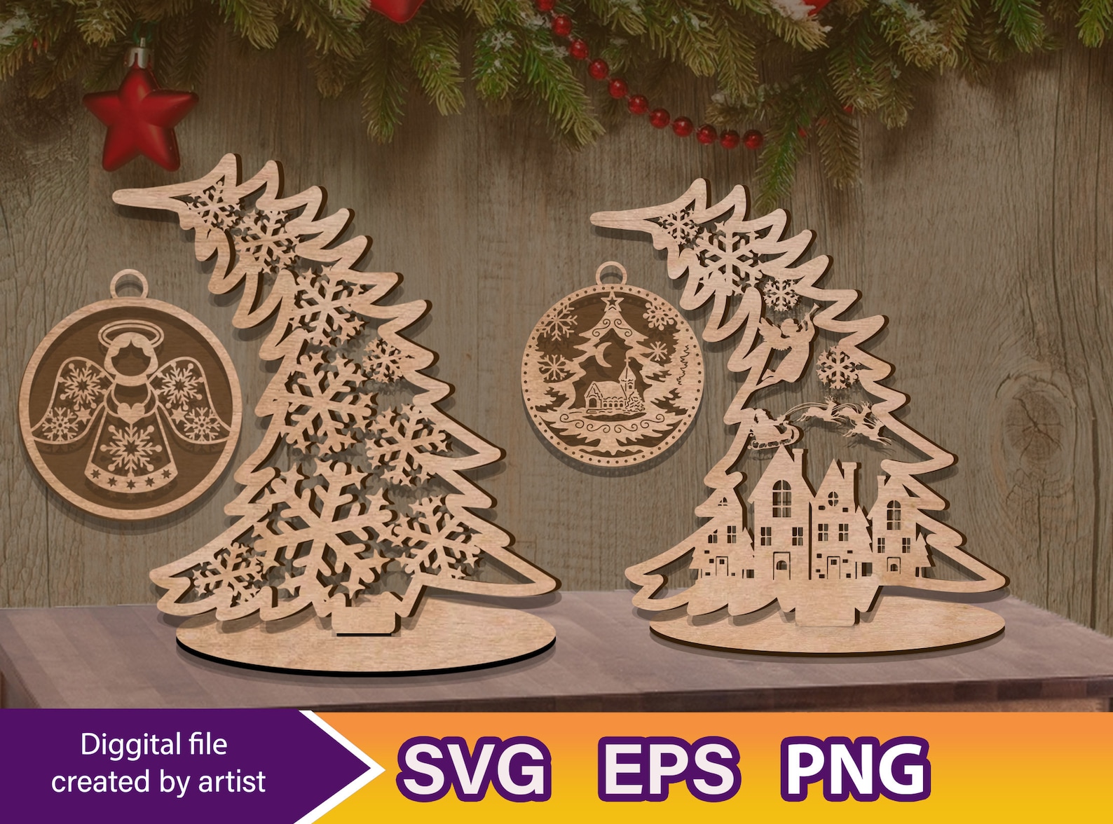 Nativity Scene Svg, Laser Cut Nativity Tree & Stand, Christmas Tree Svg ...