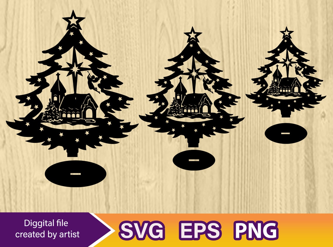 Nativity Scene Svg, Laser Cut Nativity Tree & Stand, Christmas Tree Svg ...