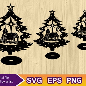 Nativity Scene Svg, Laser Cut Nativity Tree & Stand, Christmas Tree Svg ...
