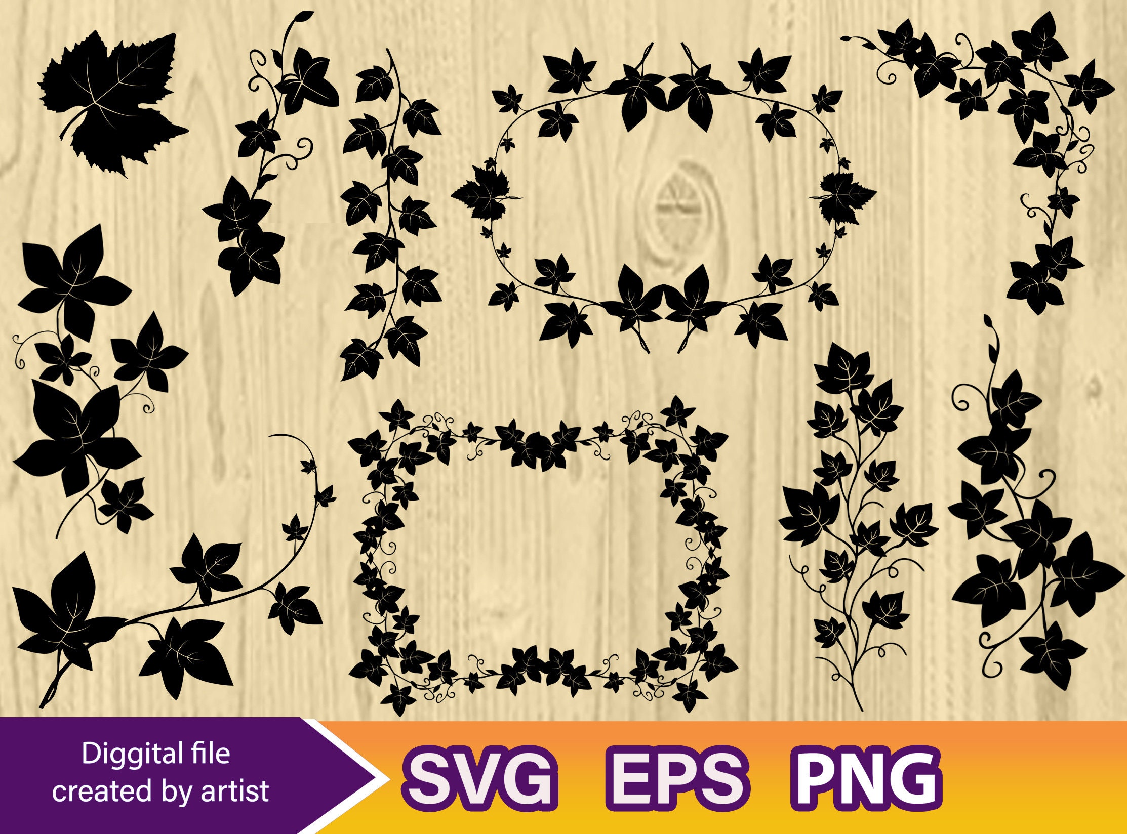Ivy Leaf Svg, Ivy Svg, Cricut File, Vines Svg, Ivy Leaf Bundle - Etsy