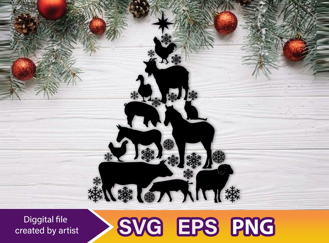 Farm Christmas Svg, Farmhouse Svg, Christmas Tree Png, Christmas Farm ...