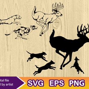 Deer Hunting With Hounds Svg, Deer Hunting Scene, Hounds Running Deer ...