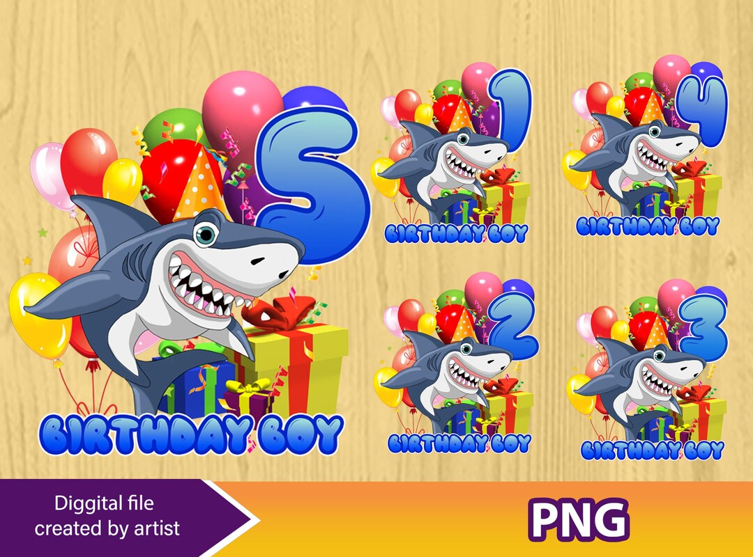 Shark Birthday Png, Shark Birthday Boy Png, Shark Party Png, Numbers 1 ...