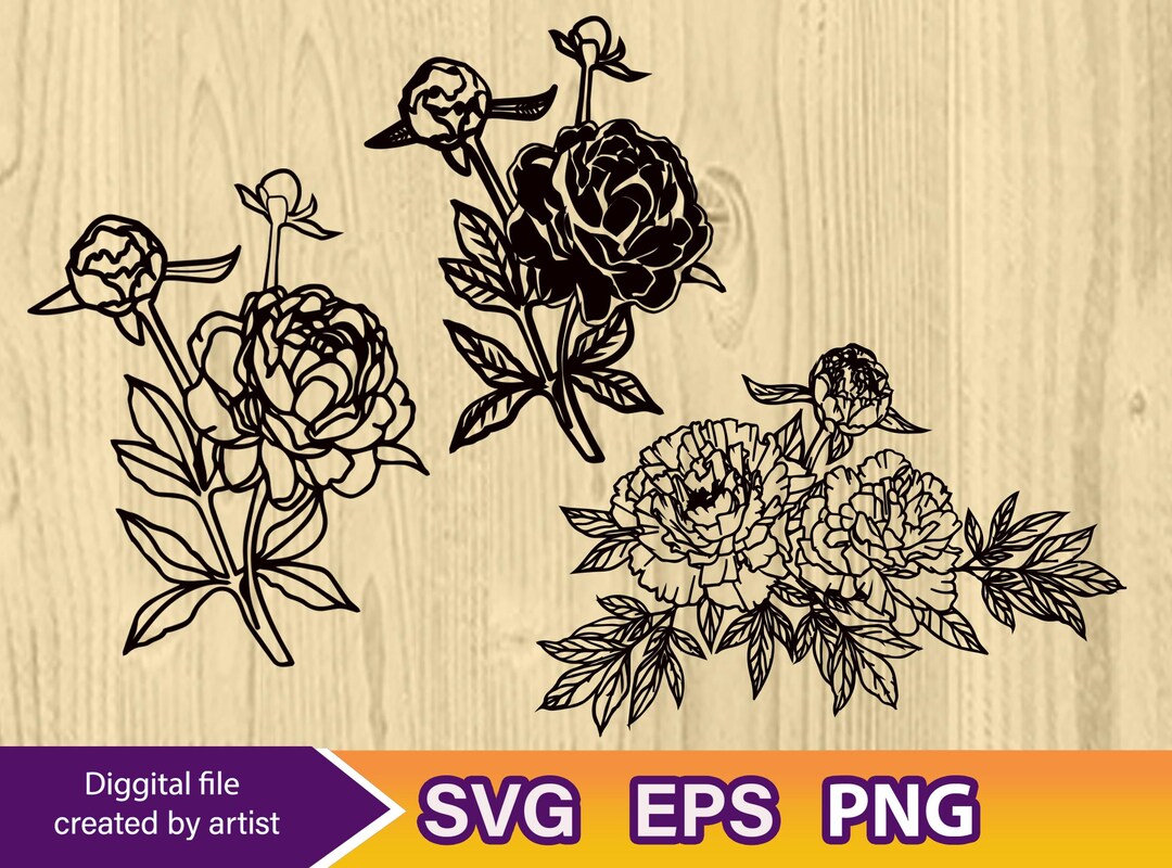 Peonies Svg, Flowers Svg, Peonies Decor Svg, Laser Cut, Peonies Eps ...