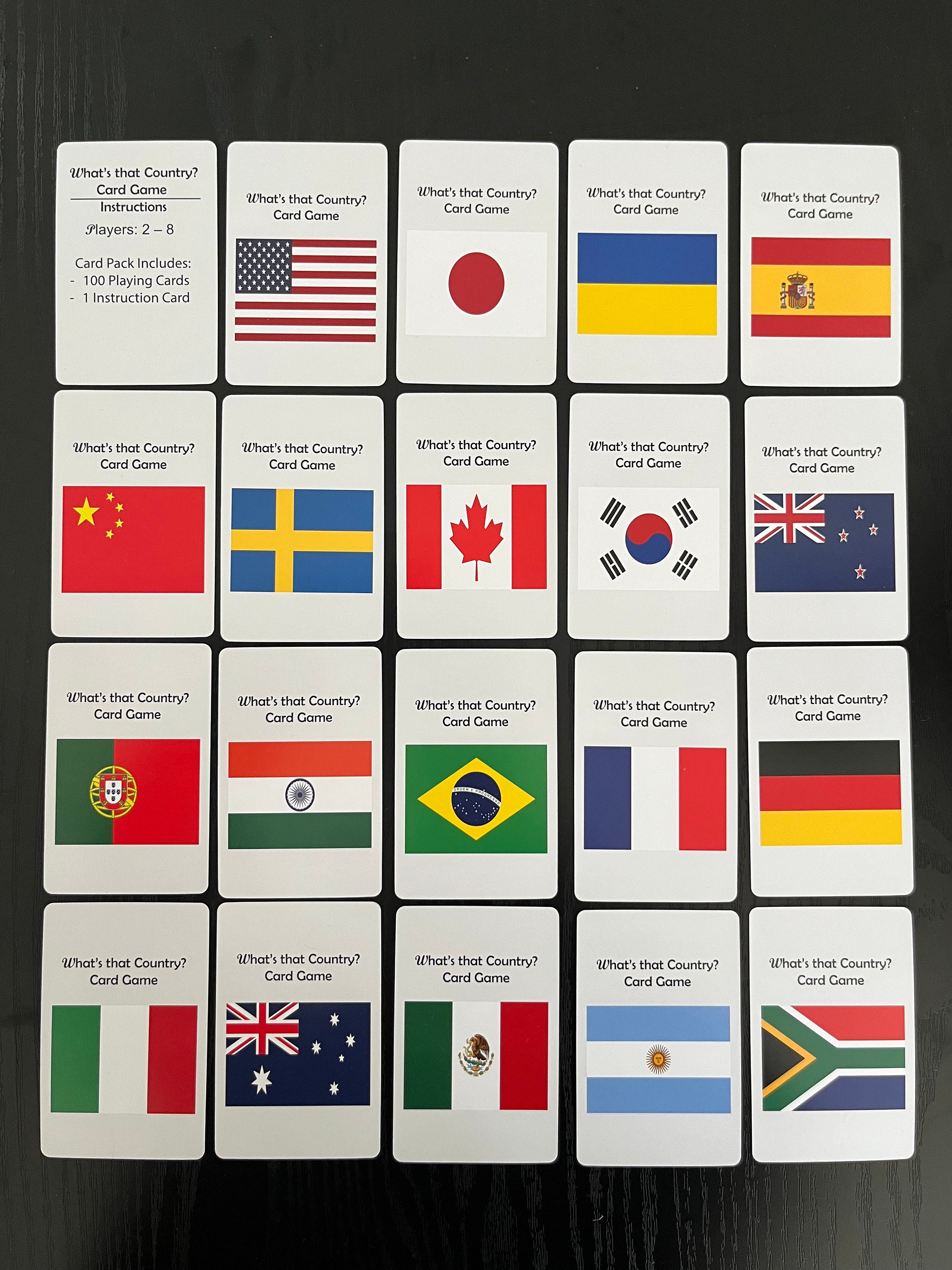 What's That Country? CARD GAME - Country Flag and Fact Guessing. 100 ...