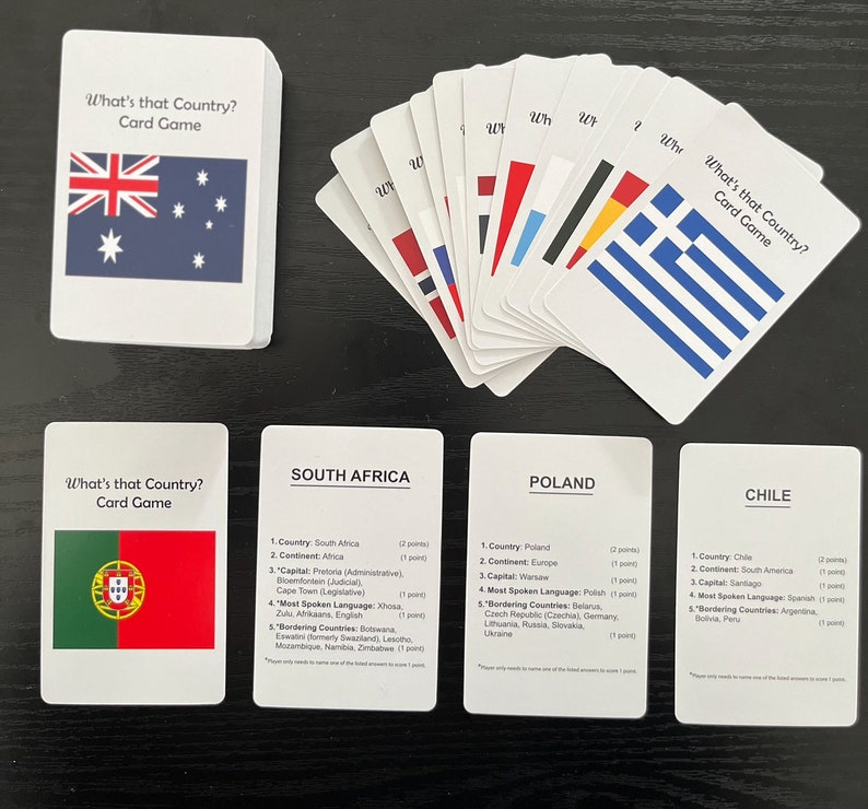 What's That Country? CARD GAME - Country Flag and Fact Guessing. 100 ...