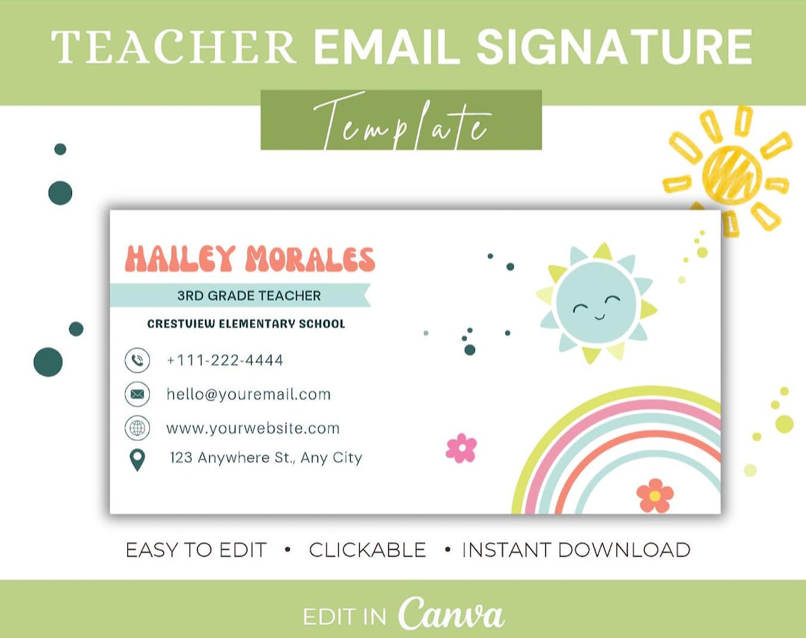 Email Signature, Teacher Email Signature, Email Template for Teachers ...