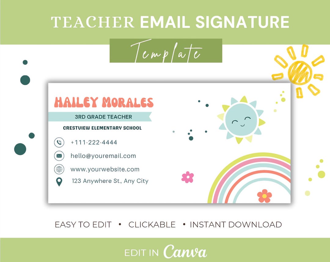 Email Signature, Teacher Email Signature, Email Template for Teachers ...