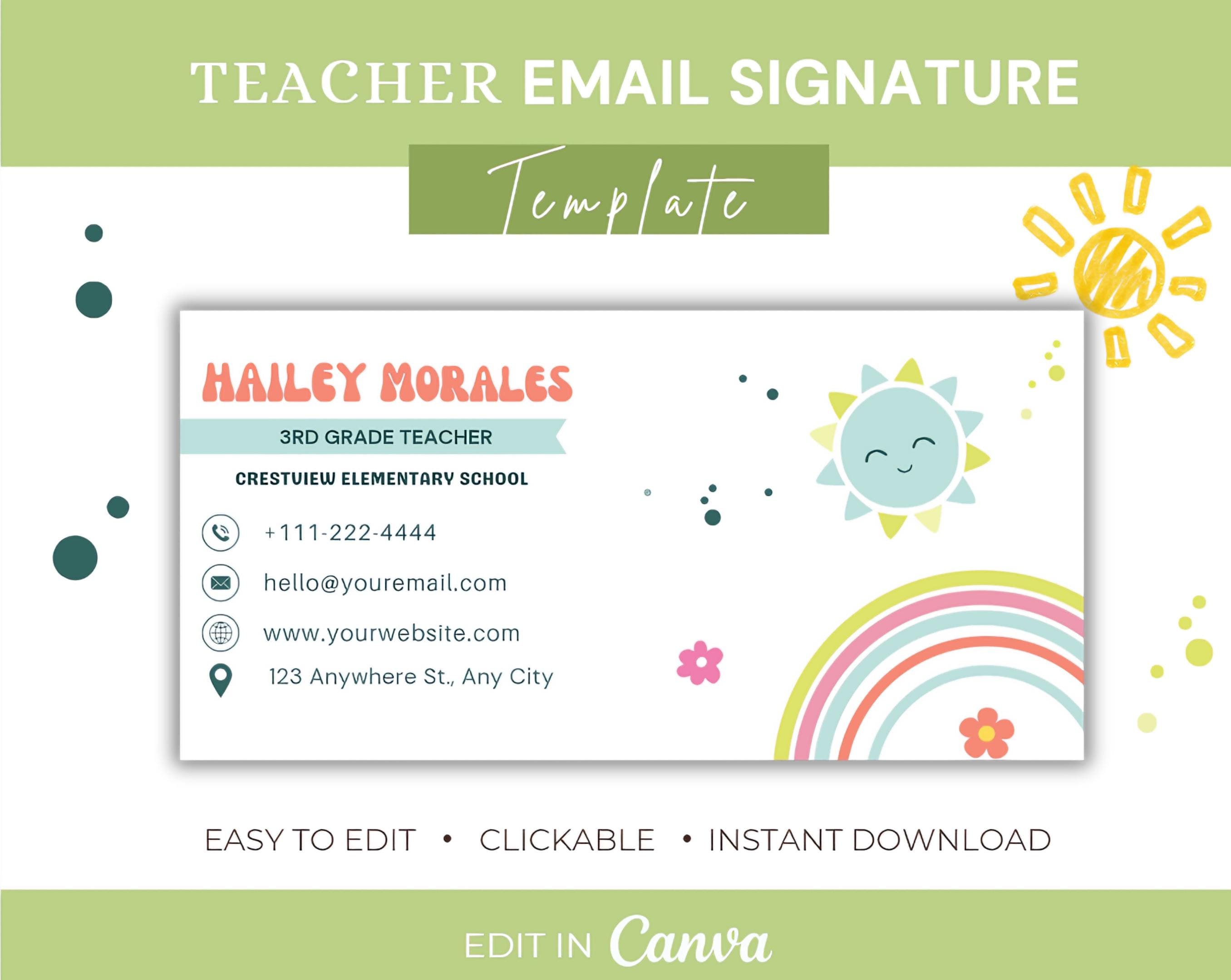Email Signature, Teacher Email Signature, Email Template for Teachers ...