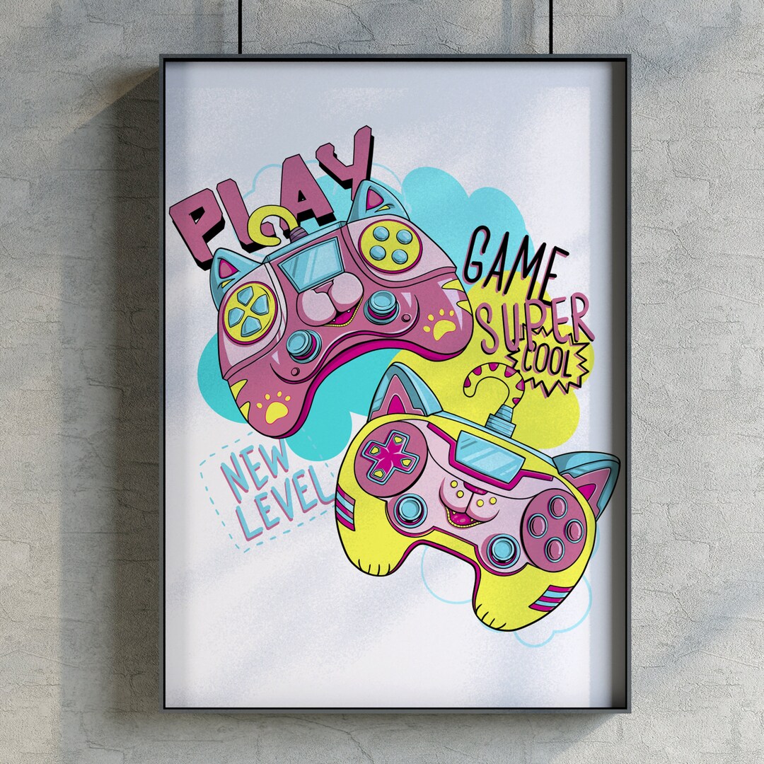 Game Girl Poster Super Gaming Poster Printable Art Gaming Logo Super ...