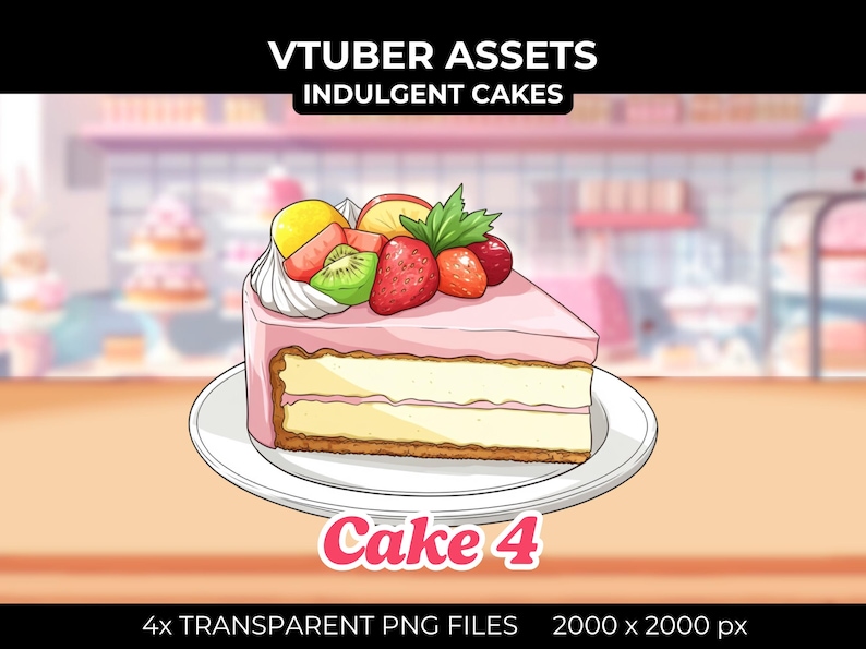 Cake Vtuber Assets PNG Kawaii Cake Decorations | Transparent Props ...