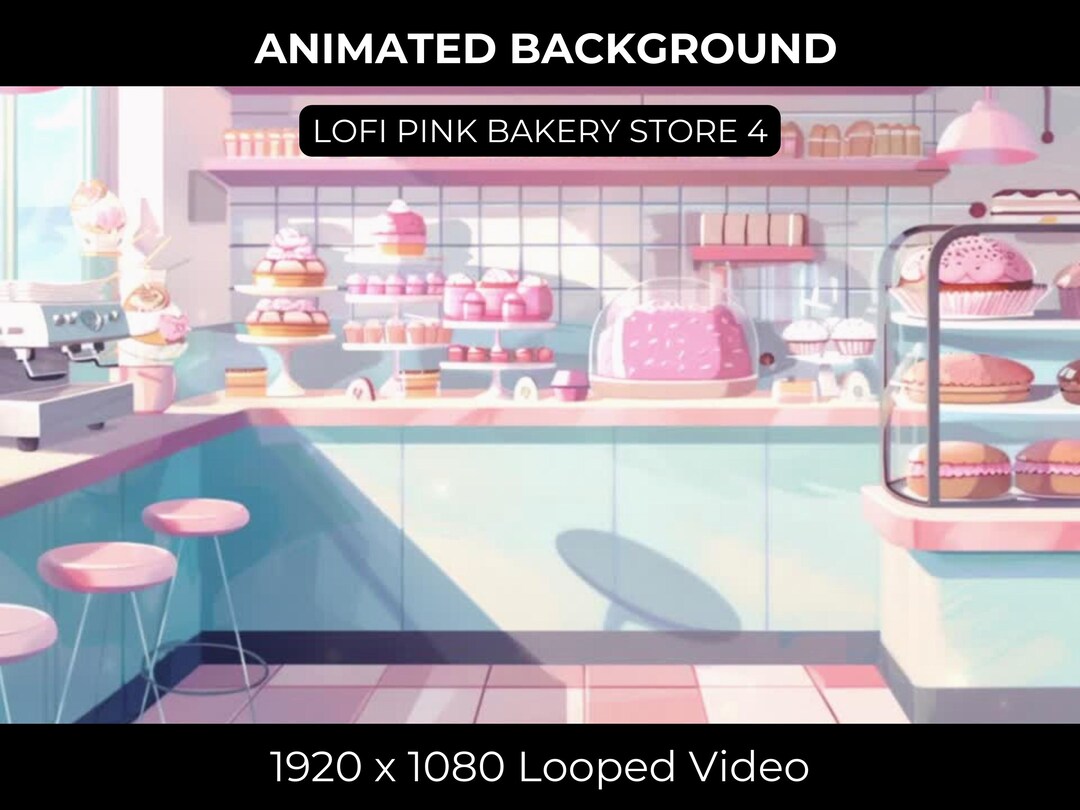 Lofi Pink Bakery Twitch Stream Overlay | Animated OBS Overlay | Pink ...