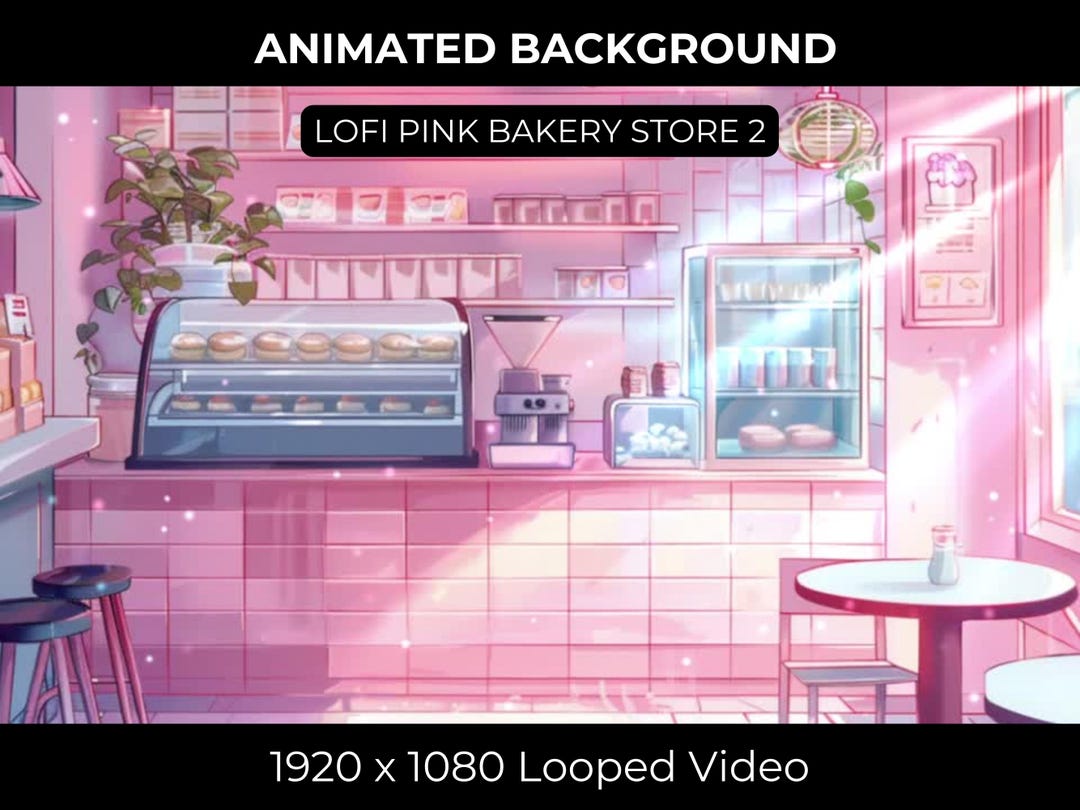 Lofi Pink Bakery Twitch Stream Overlay | Animated OBS Overlay | Pink ...