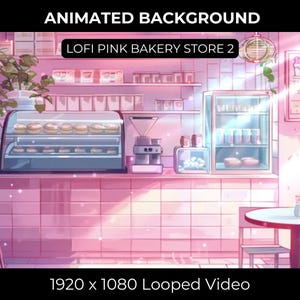 Lofi Pink Bakery Twitch Stream Overlay | Animated OBS Overlay | Pink ...