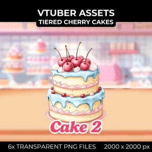 Pastel Cherry Cakes Vtuber Assets | Kawaii Stream Decorations | PNG ...