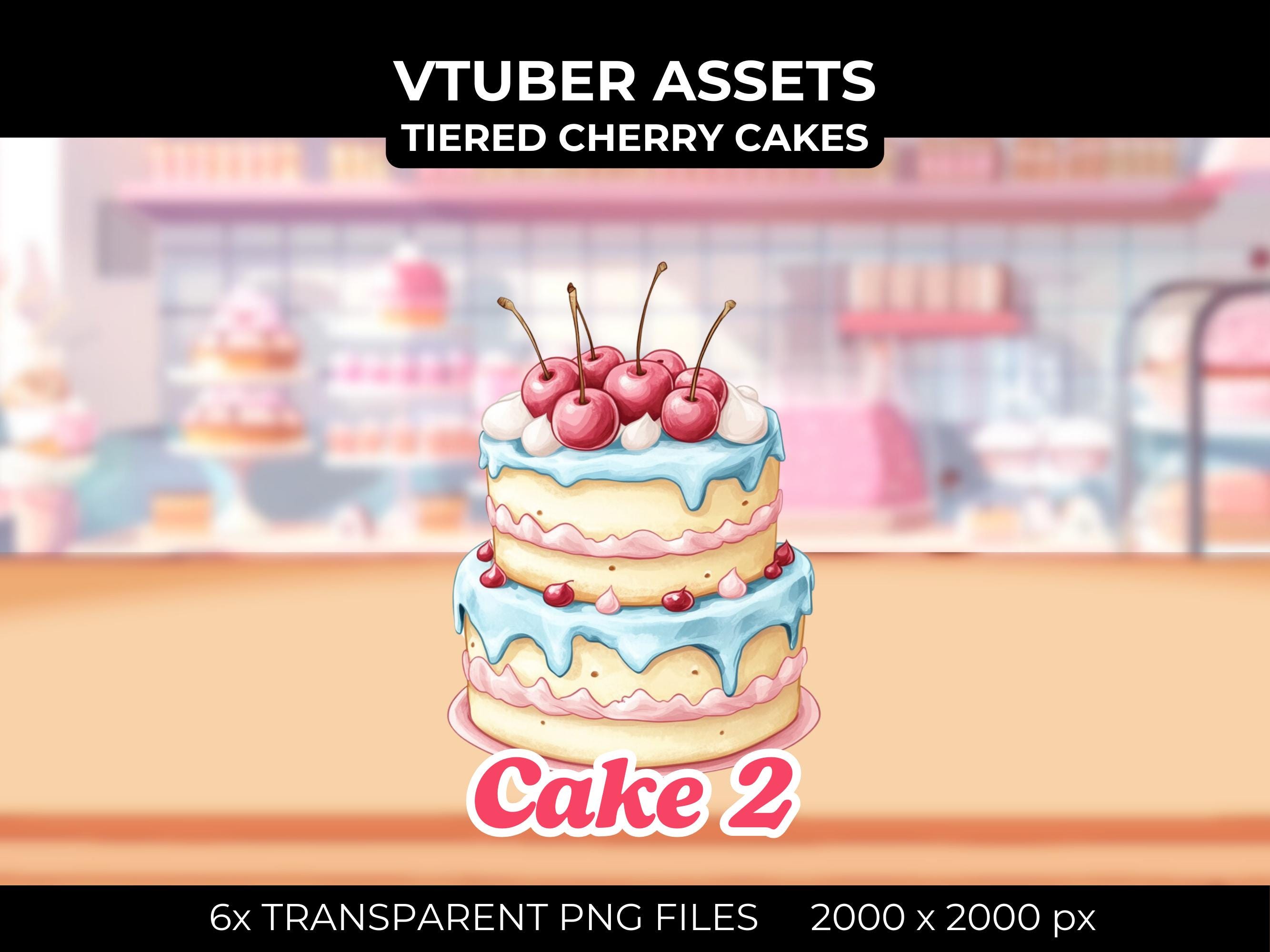 Pastel Cherry Cakes Vtuber Assets | Kawaii Stream Decorations | PNG ...