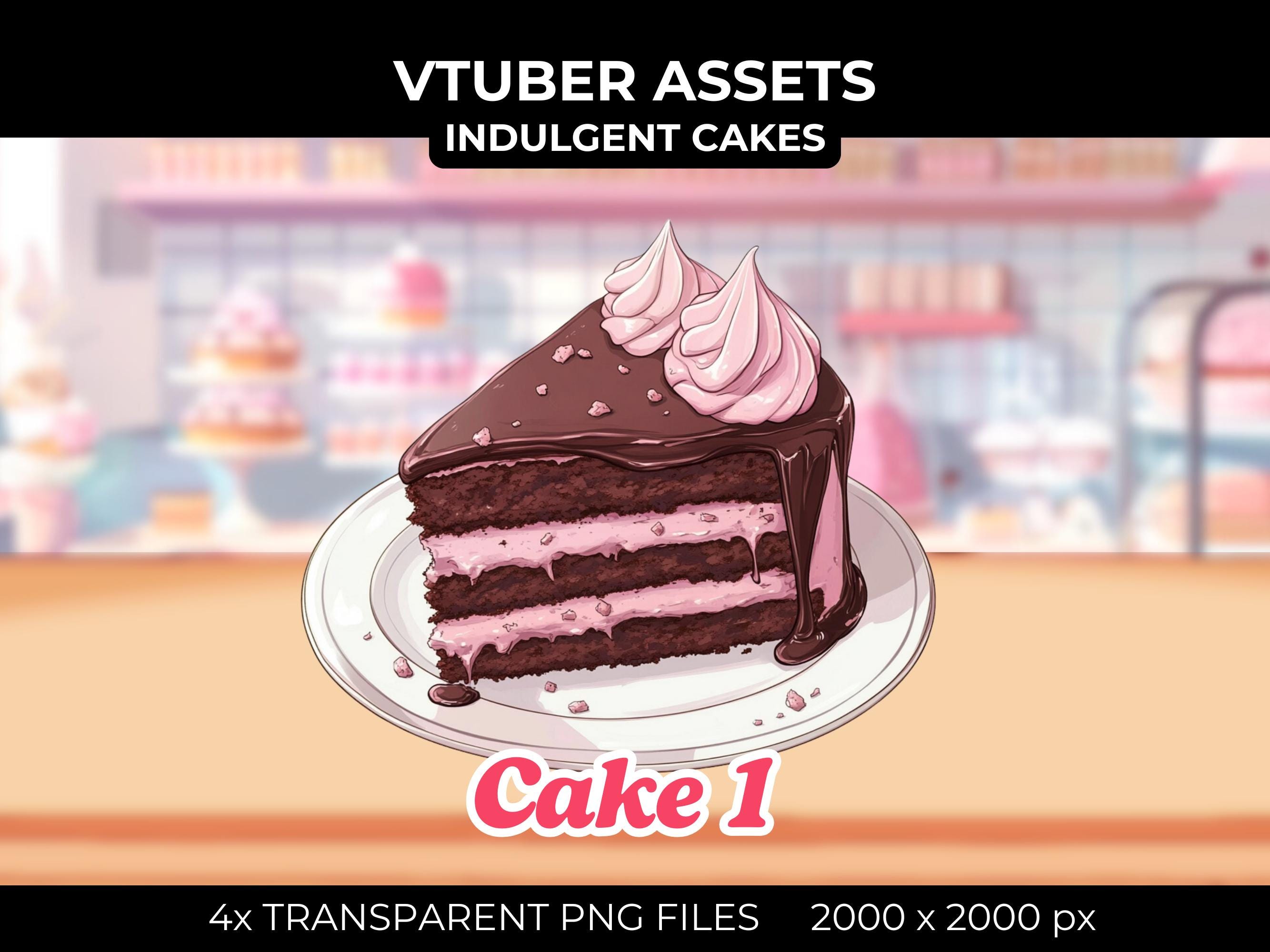 Cake Vtuber Assets PNG Kawaii Cake Decorations | Transparent Props ...