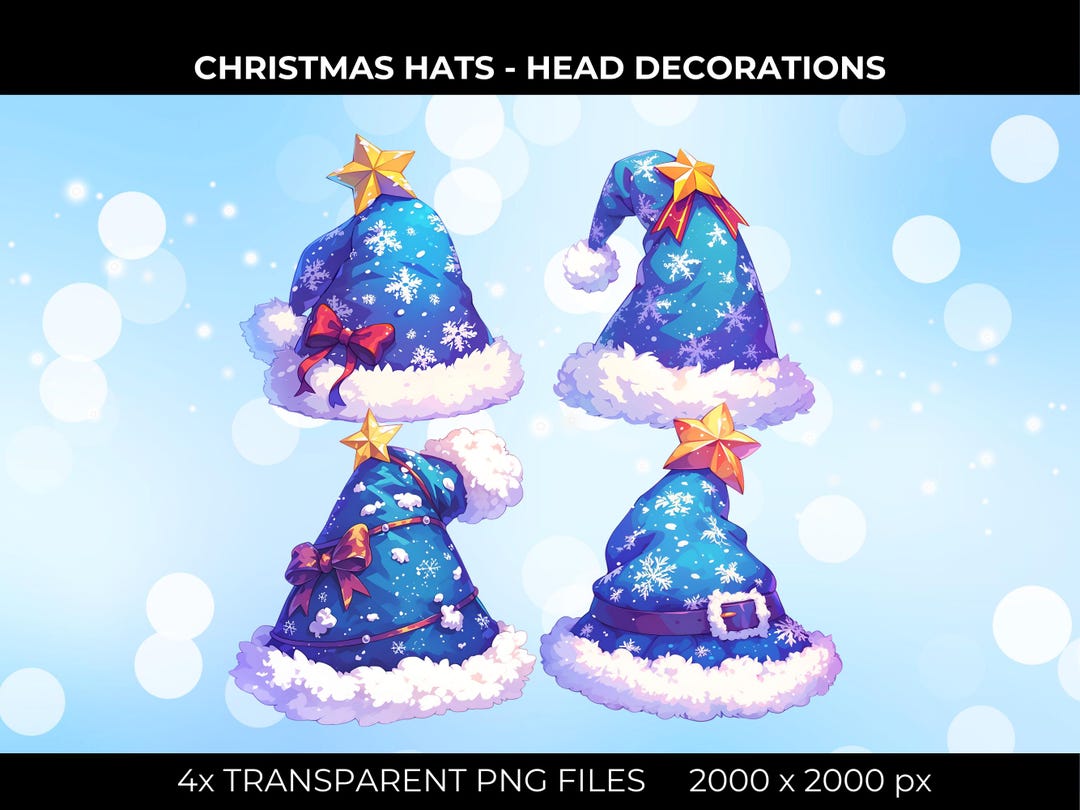 Blue Cute Vtuber Santa Hats | Kawaii Christmas Discord Winter Snow ...
