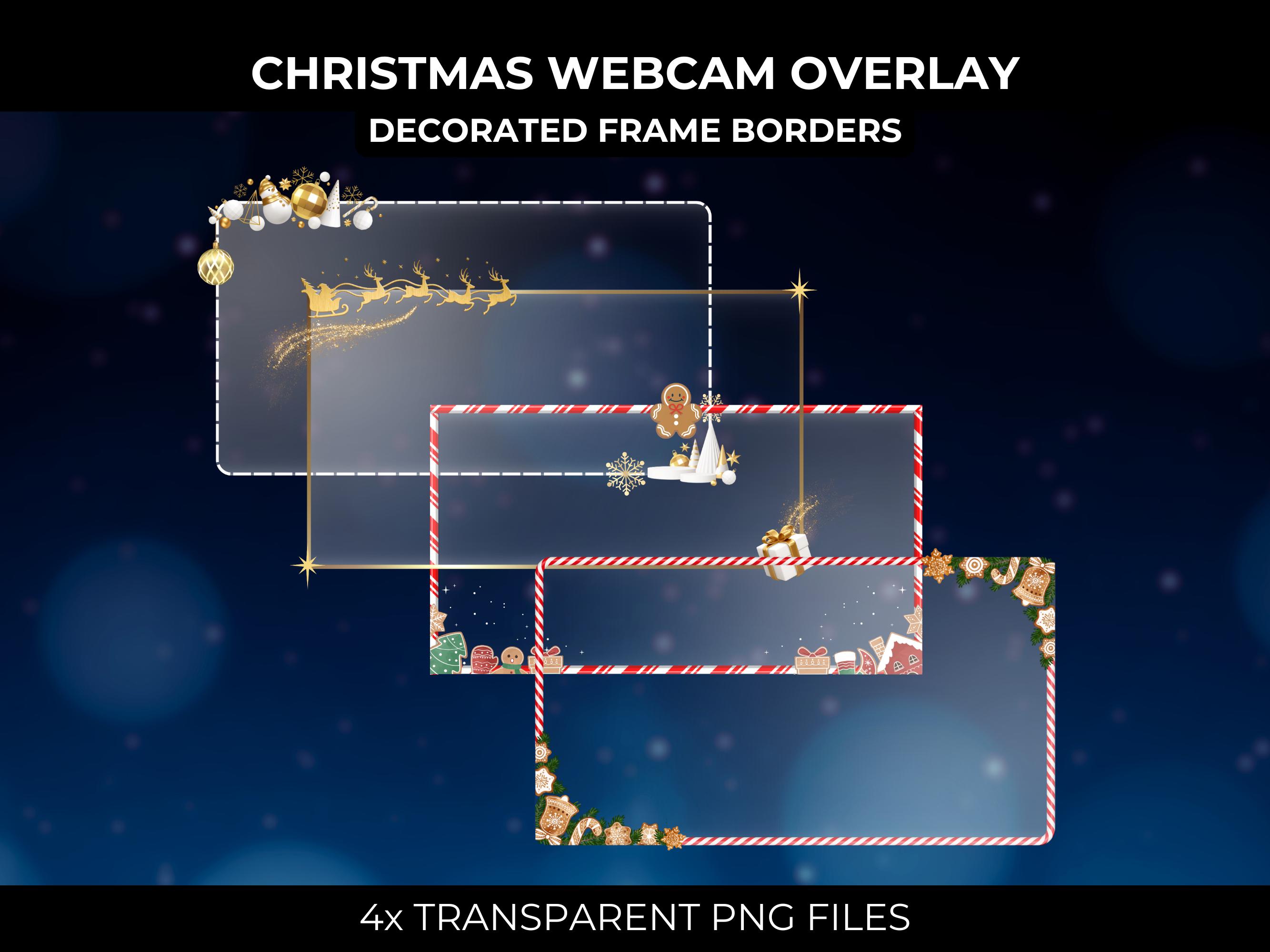 Christmas Webcam Overlay Holiday Frames PNG Borders for Vtuber Streamer ...