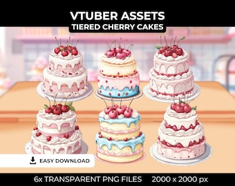 Cake Vtuber Assets PNG Kawaii Cake Decorations | Transparent Props | Vtuber Food Props | Twitch ...