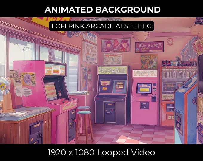 LOFI Animated Background Pink Arcade Retro Aesthetic Twitch Overlay ...