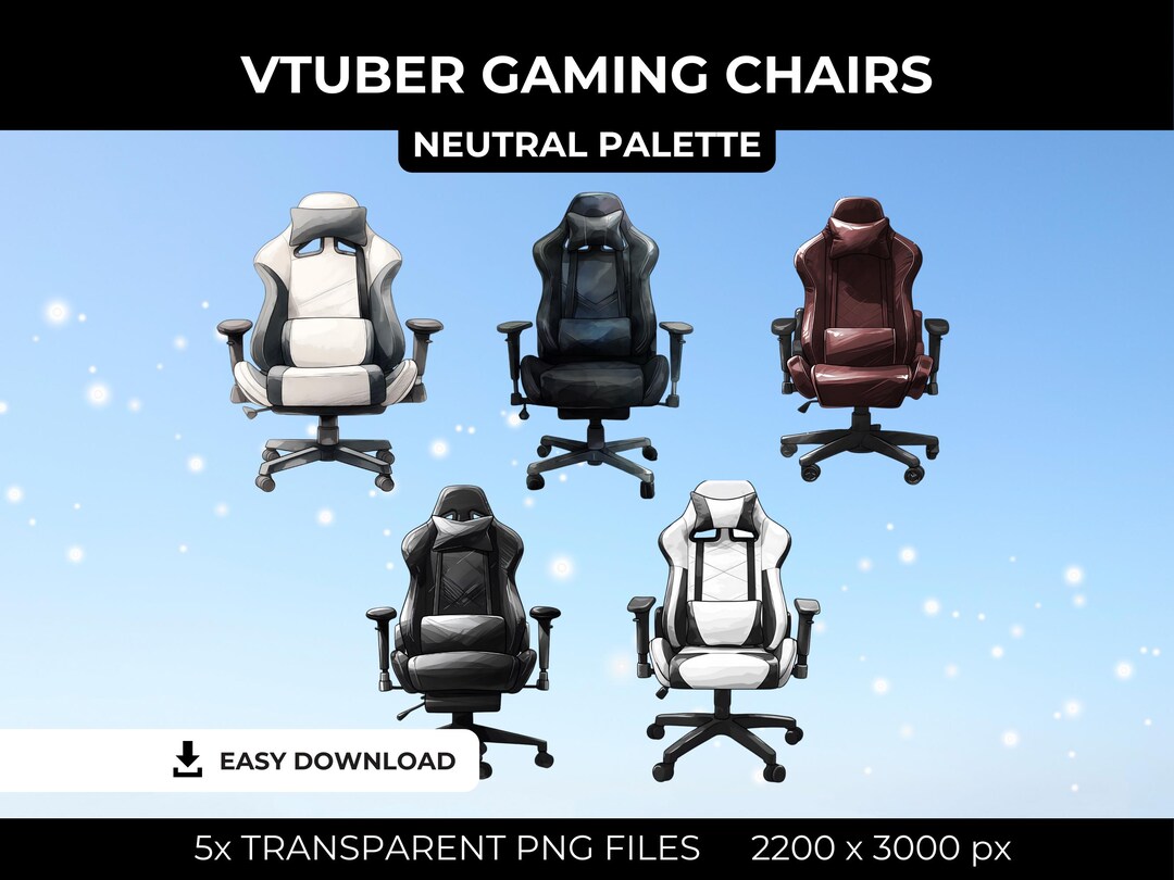 Neutral Gaming Chair Black and White Watercolor Textured Vtuber Gaming ...