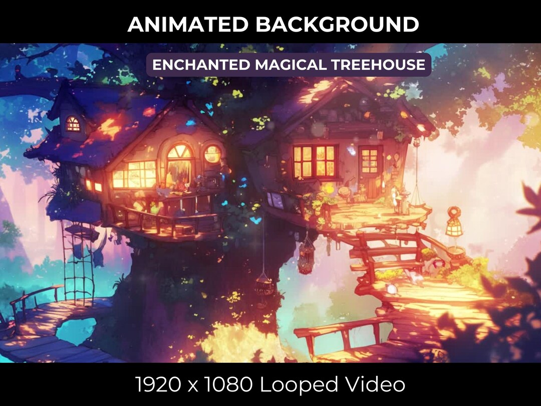 Enchanted Magical Treehouse Animated Background | Cozy Nature Stream ...