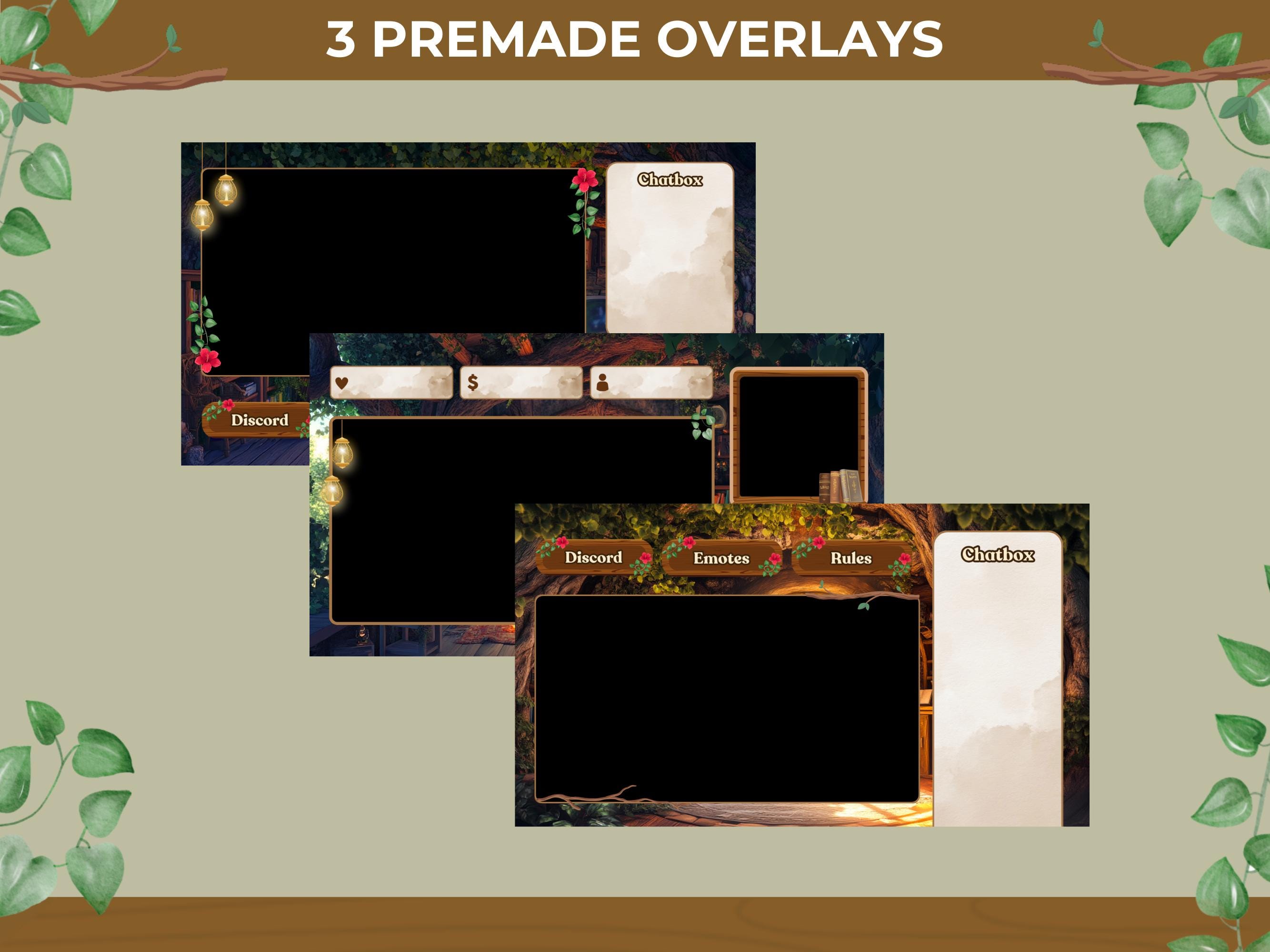 Cozy Treehouse Library Twitch Stream Package Overlays Panels Animated ...