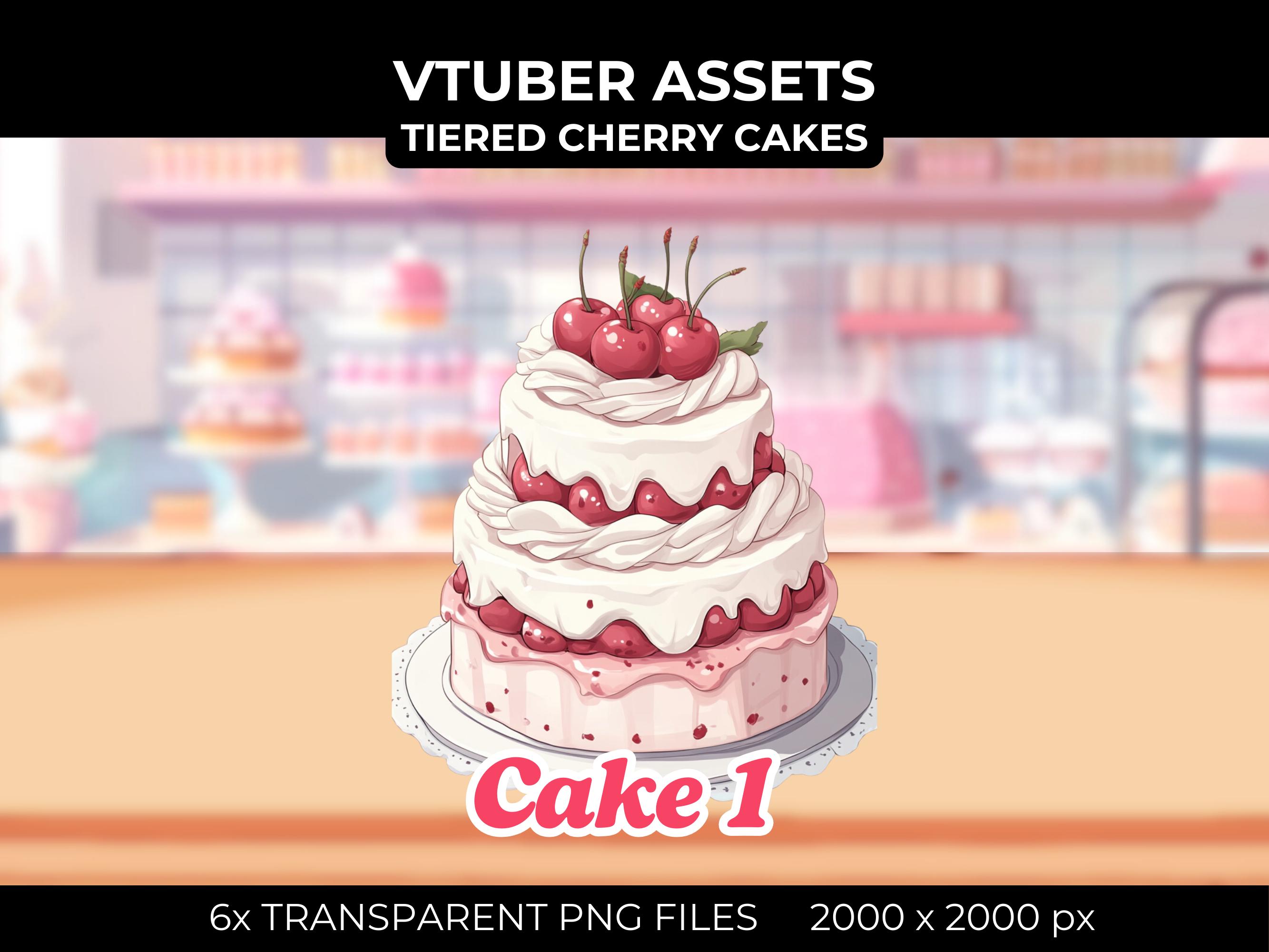 Pastel Cherry Cakes Vtuber Assets | Kawaii Stream Decorations | PNG ...
