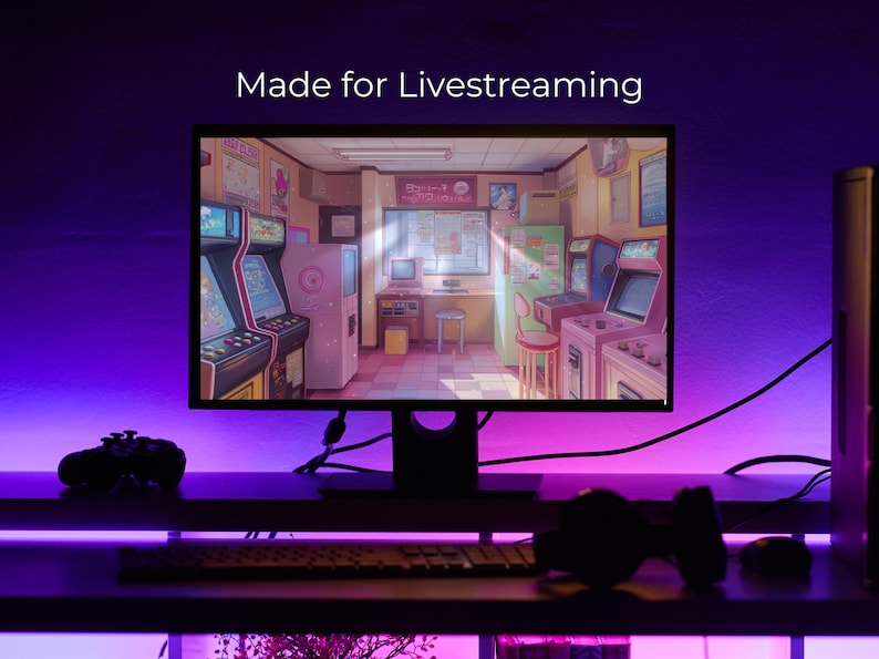LOFI Animated Background Pink Arcade Retro Aesthetic Twitch Overlay ...