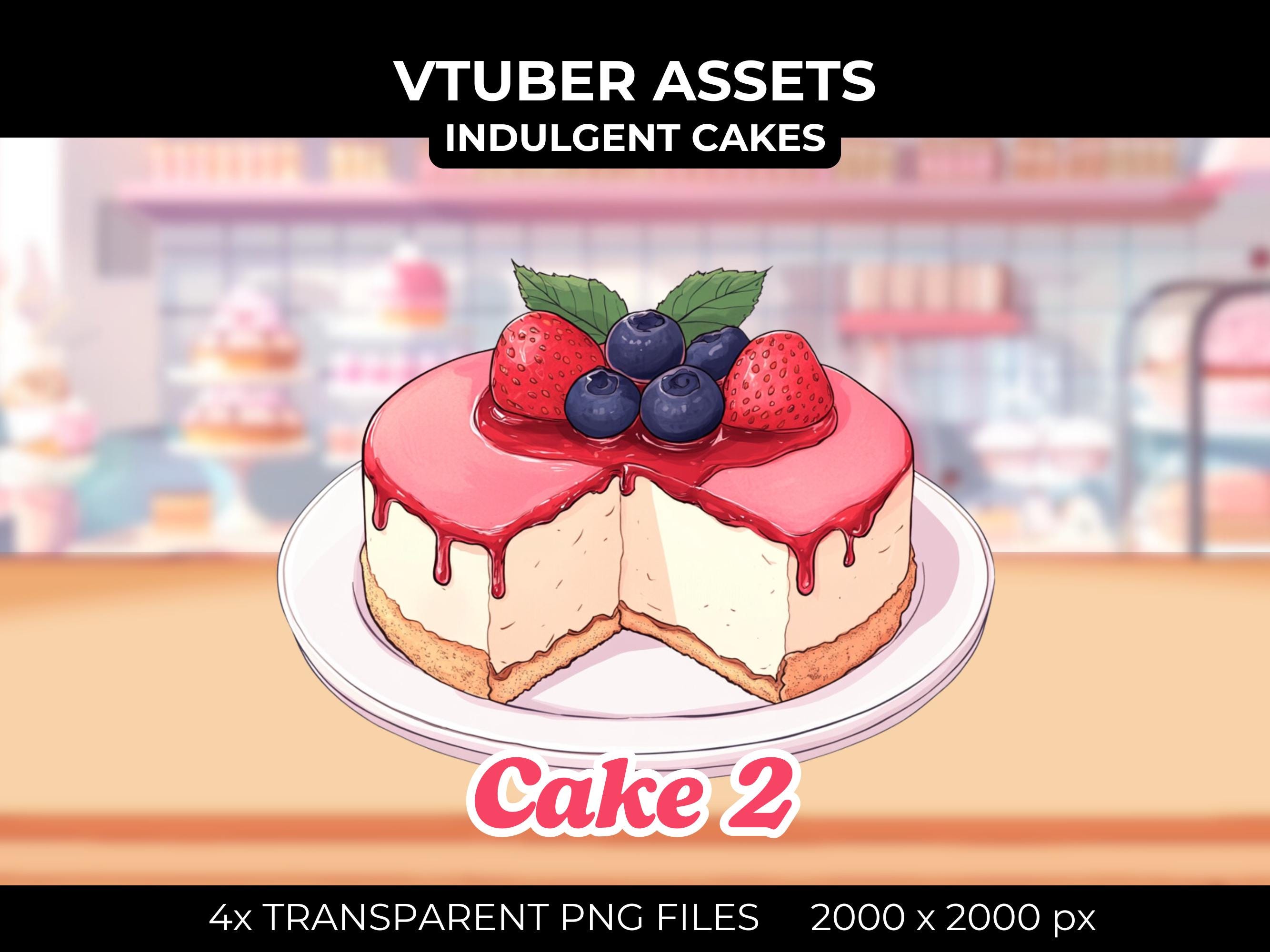 Cake Vtuber Assets PNG Kawaii Cake Decorations | Transparent Props ...