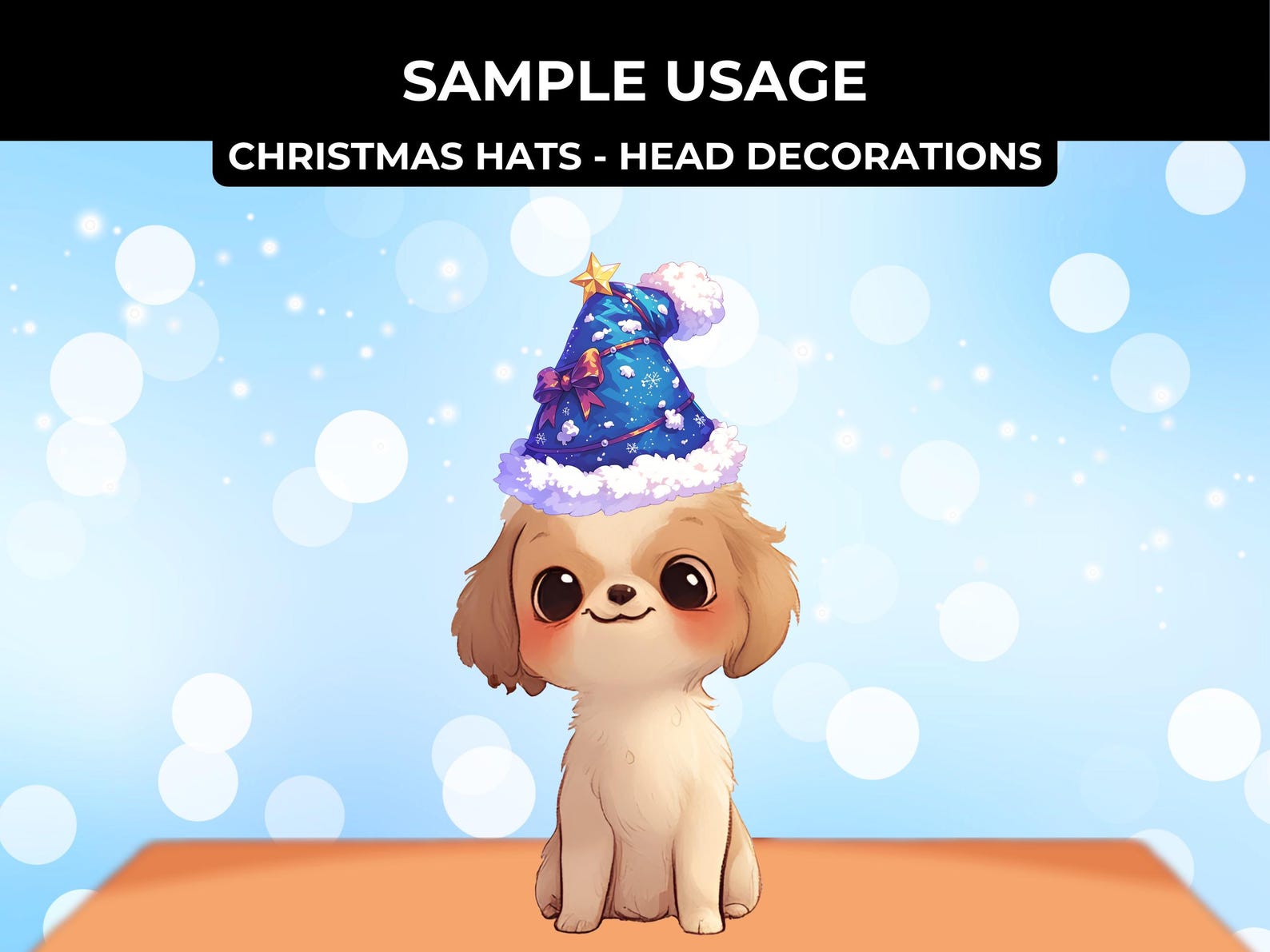 Blue Cute Vtuber Santa Hats | Kawaii Christmas Discord Winter Snow ...