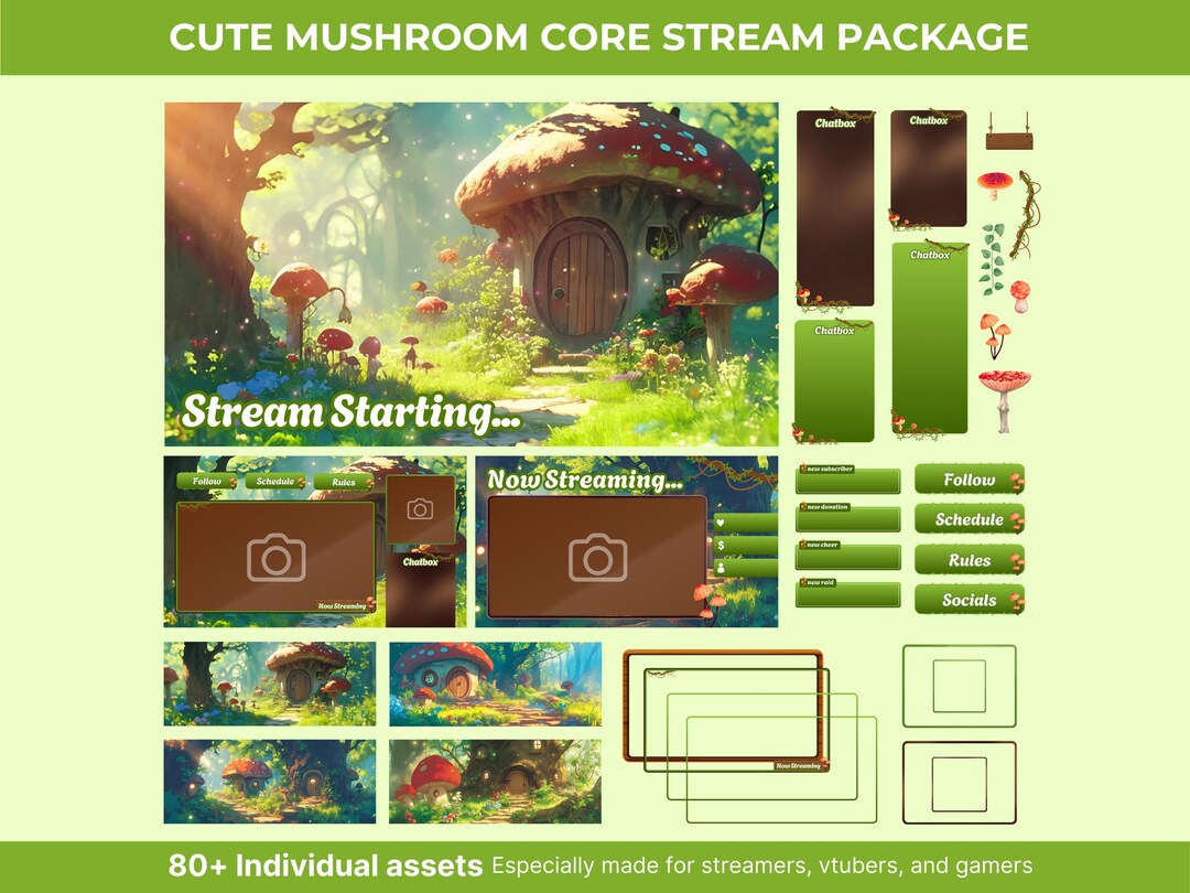 Ghibli Mushroom Cutecore Forest Twitch Cozy Stream Screen Package ...