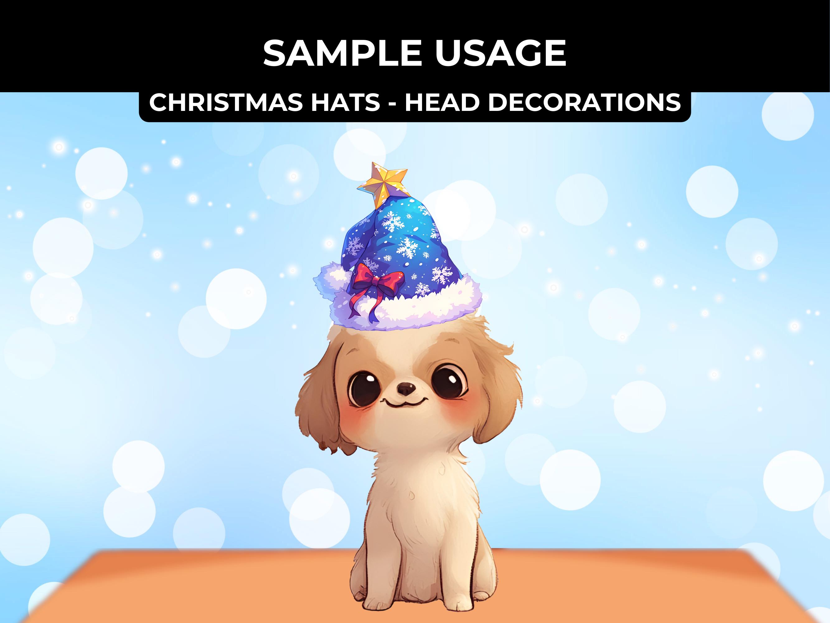 Blue Cute Vtuber Santa Hats | Kawaii Christmas Discord Winter Snow ...