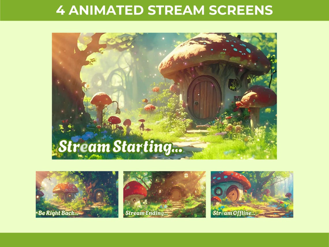Ghibli Mushroom Cutecore Forest Twitch Cozy Stream Screen Package ...