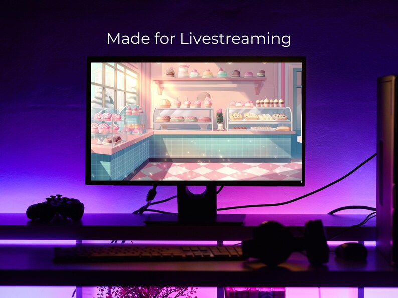 Lofi Pink Bakery Twitch Stream Overlay | Animated OBS Overlay | Pink ...