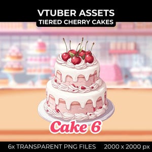 Pastel Cherry Cakes Vtuber Assets | Kawaii Stream Decorations | PNG ...