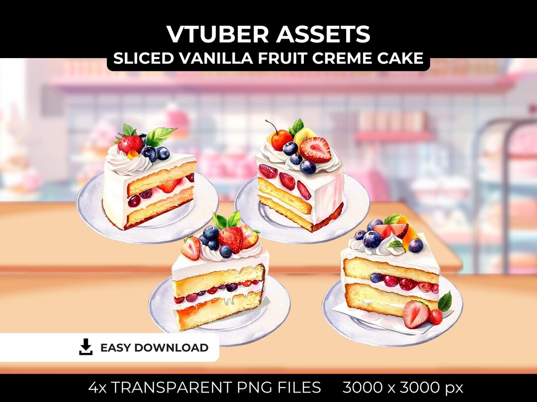 Cake Vtuber Assets PNG | Kawaii Cake Decorations | Transparent Props ...