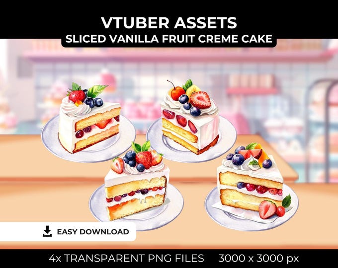 Cake Vtuber Assets PNG | Kawaii Cake Decorations | Transparent Props ...