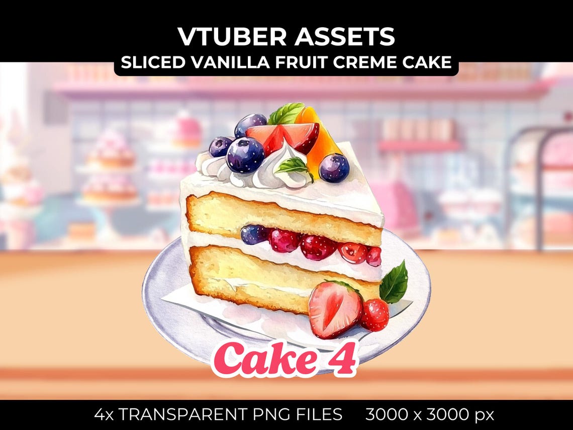 Cake Vtuber Assets PNG | Kawaii Cake Decorations | Transparent Props ...