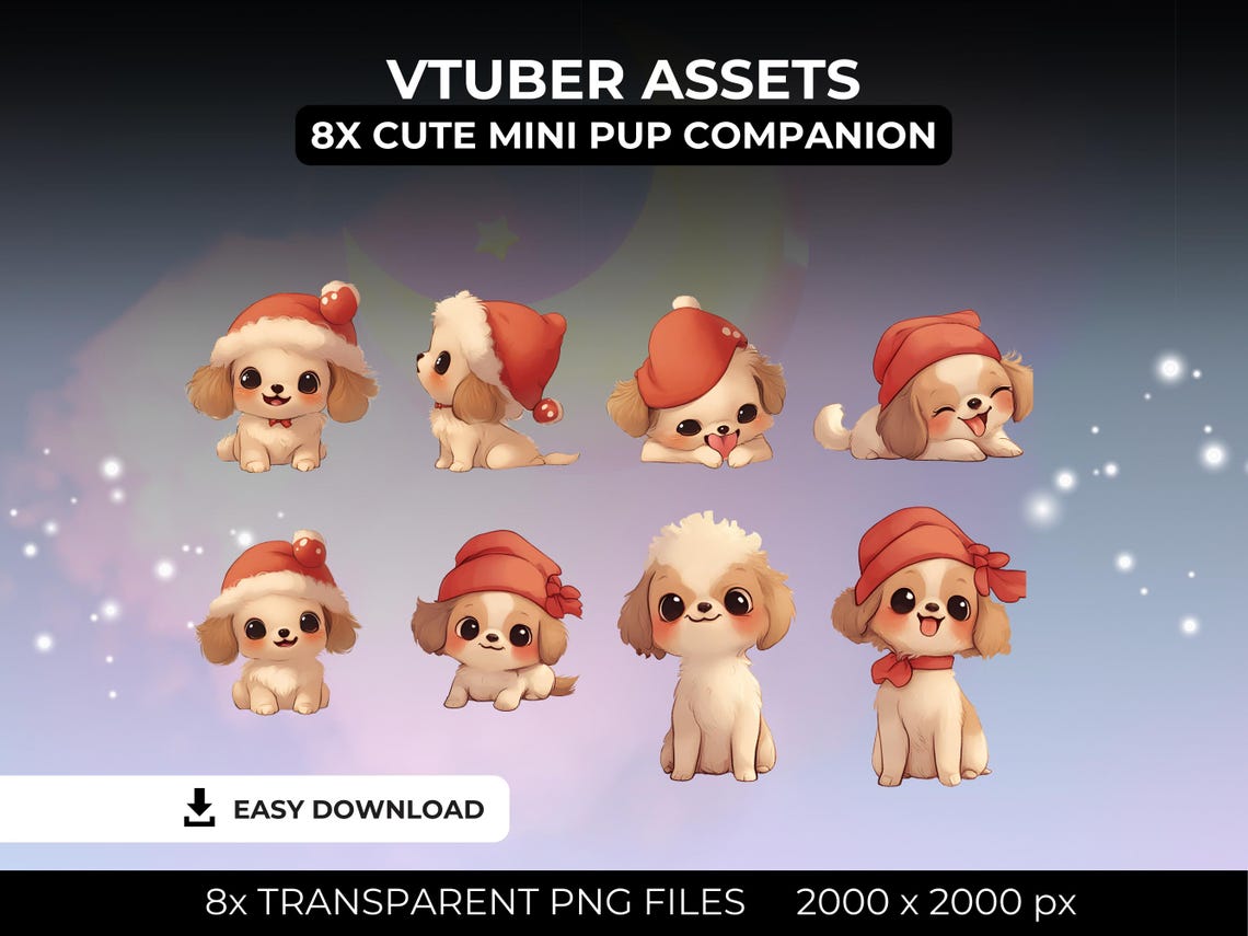 Cute Mini Pup Vtuber Asset | Kawaii Puppy PNG | Dog Companion ...