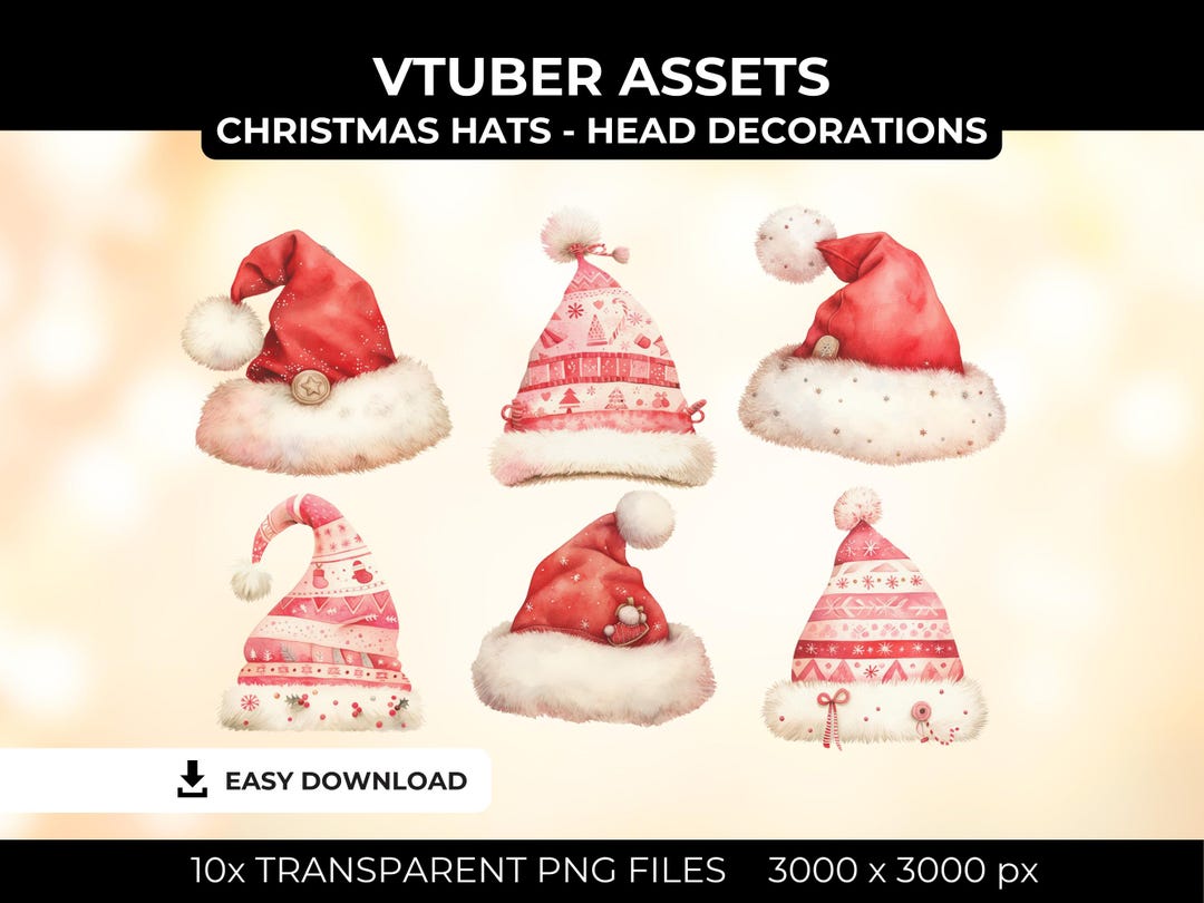 Cute Vtuber Santa Hats Kawaii Christmas Discord Winter Snow Stream ...