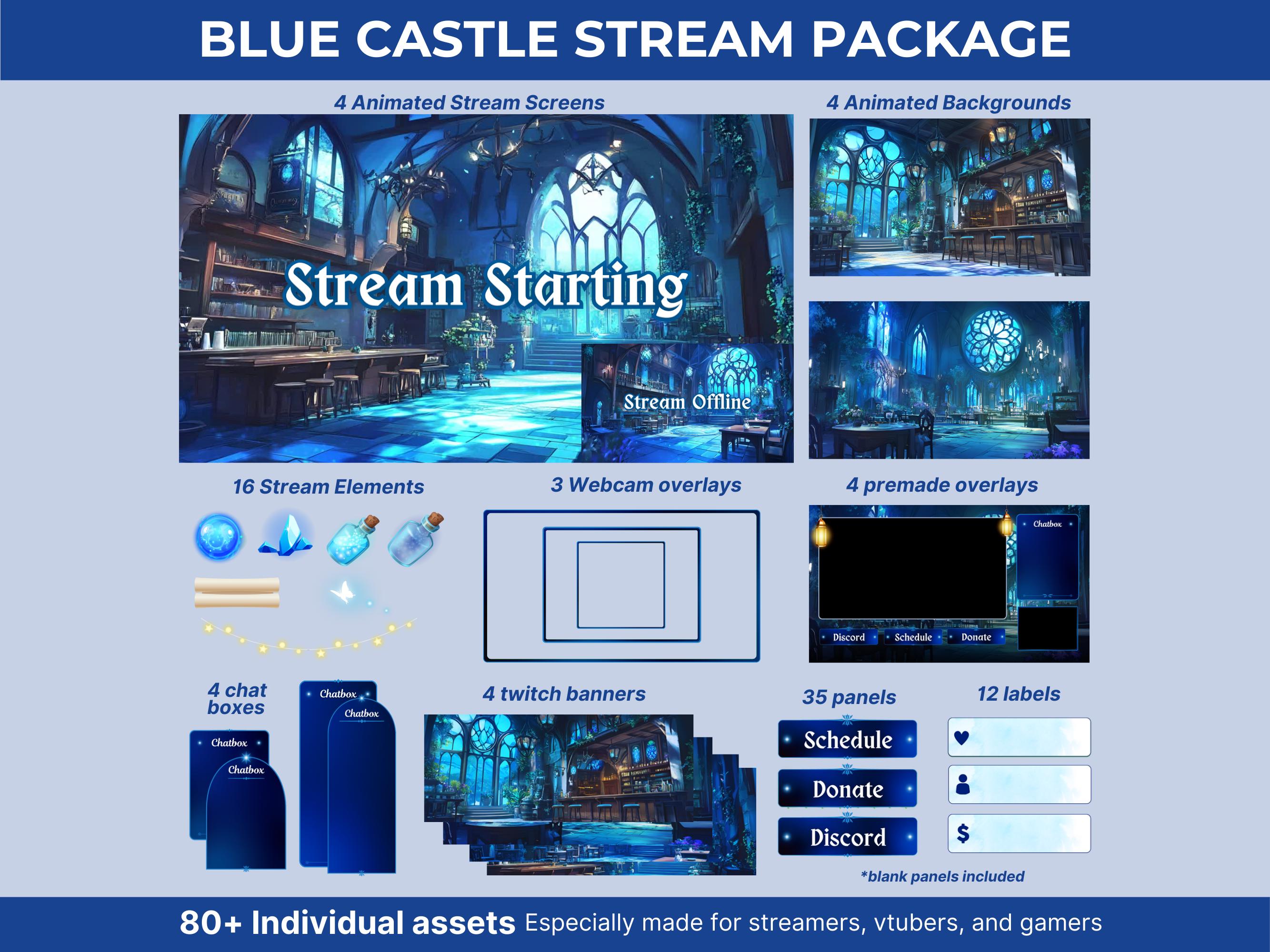 Magical Blue Medieval Castle Twitch Kingdom Panels Fantasy Stream ...