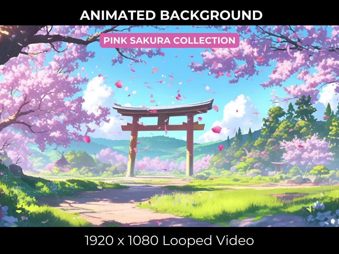 Sakura Pagoda Animated Twitch Overlay Floral Vtuber Background ...