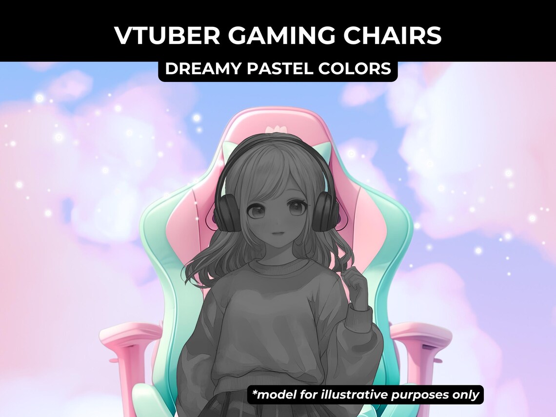 5x Vtuber Gaming Chair Assets | Dreamy Pastel | PNG | Light Finish ...