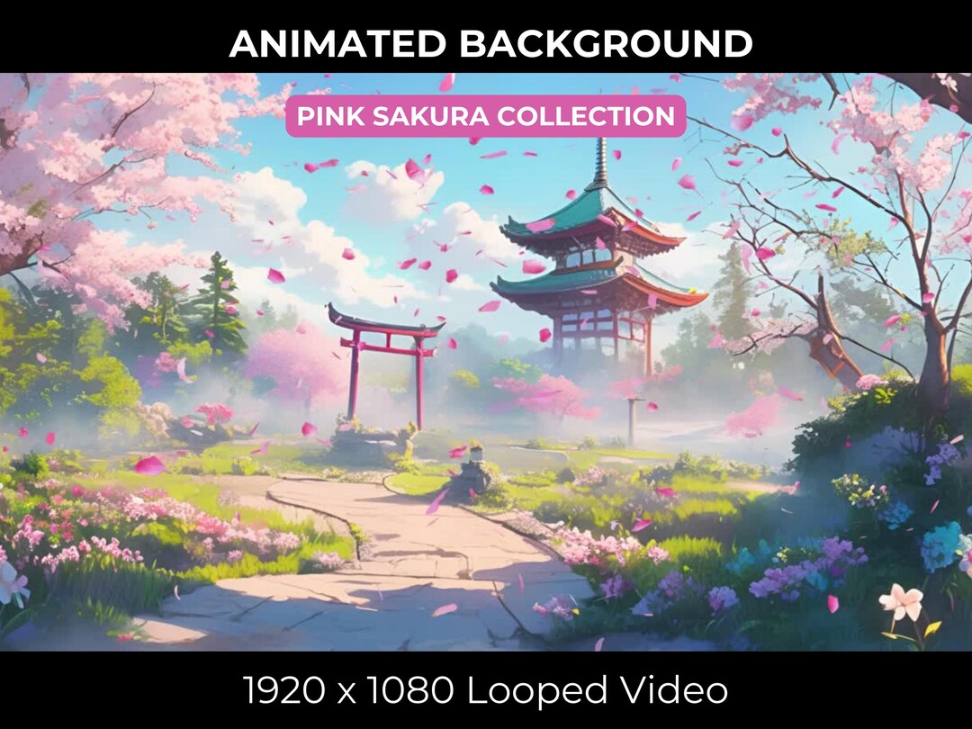 Floral Sakura Blossom Pagoda Vtuber Animated Overlay Pink Spring Stream ...
